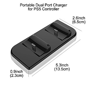 Mobix Playstation 5 Dualsense Controller Charging Station, Dual Charging Port Dock for PS5 Game Controller, With USB-Type-C Cable, Fast Charging Speed