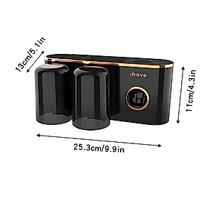 iHave Toothbrush Holders Bathroom Accessories with Toothpaste Dispenser, 2 Cups Toothbrush Holder Wall Mounted Bathroom Decor