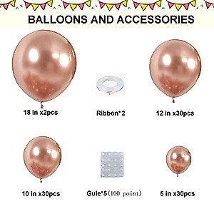 Rose Gold Balloons 92pcs Metallic Rose Gold Balloon Garland Arch Kit 5/10/12/18 Inch Different Sizes Rose Gold Latex Balloon For Wedding Girls Engagement Birthday Bachelorette Party Decorations