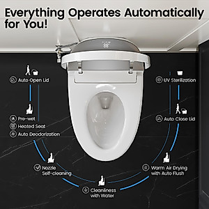 SOTOMO Smart Toilet with Bidet Built-In, Bidet Toilet with 1.06 GPF Auto Flush, Built-In Pump, Auto Open & Close Lid, Heated Seat & Dryer, Remote Control, Night Light, Digital Display, Blackout Flush