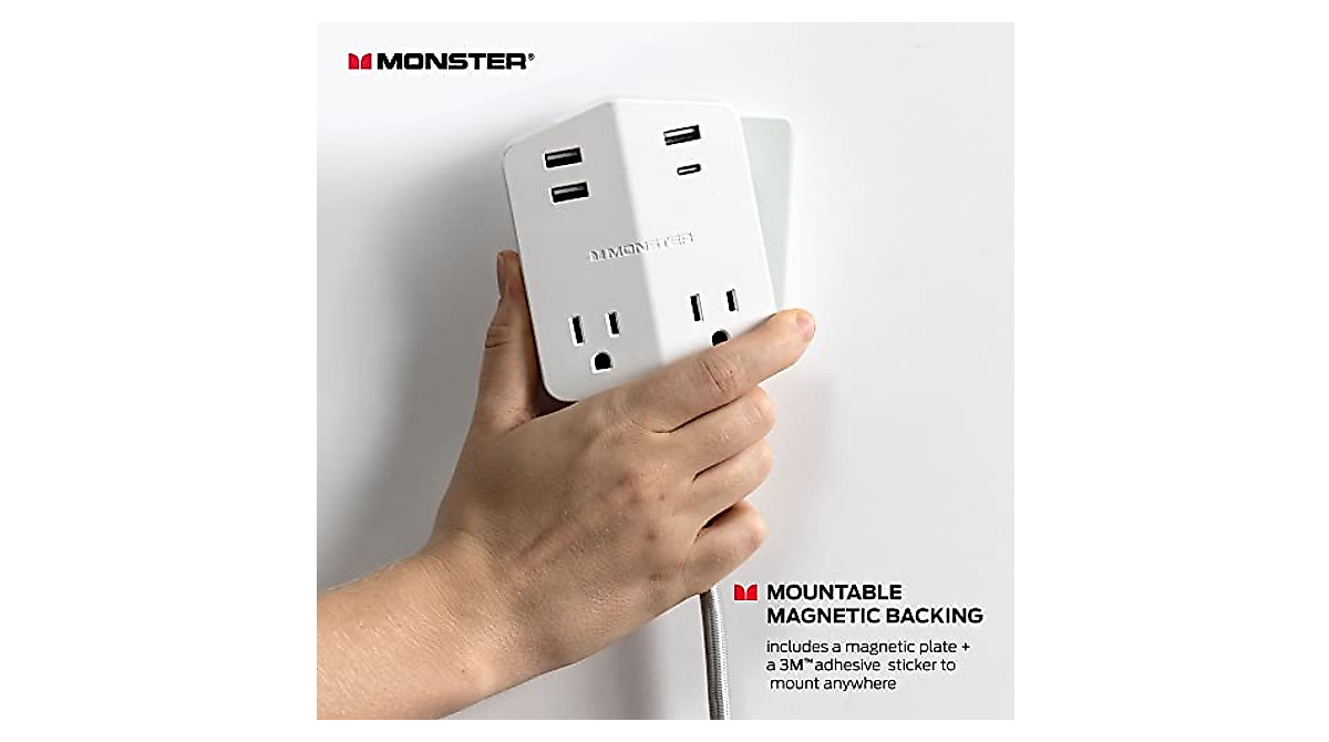 Monster Power Shield: Magnetic Wall Outlet Extender, Multiple Plug ...