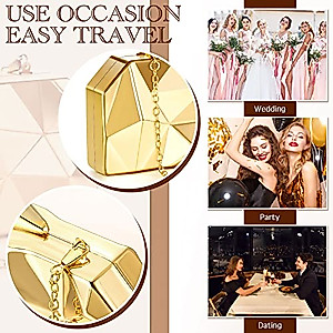 Women's Lattice Pattern Metal Handbag Gold Geometric Evening Clutch Rhinestone Rectangle Dangle Earrings Colorful Crystal Geometric Statement Earrings