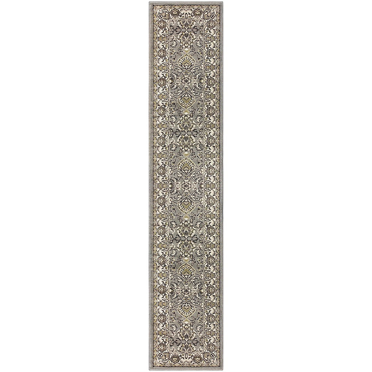 BNM Indoor Runner Area Rug with Jute Backing, Traditional Floral Oriental Decor, Perfect for Bedroom, Living Room, Office, Entry, Kitchen, Hallway, Hardwood, Lille Collection, 2' x 11', N/A