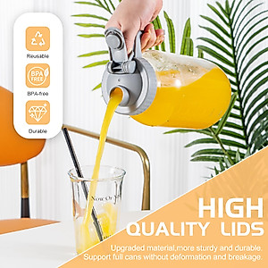 NFFTYUUT Mason Jar Flip Cap Lid with Handle, Airtight and Leak,Proof Seal, Wide Mouth, Gray,Pack of 2