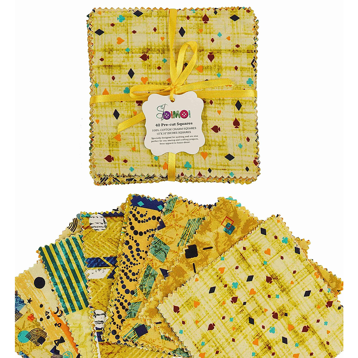 Soimoi Geometric with Texture Print Precut 10-inch Cotton Fabric Quilting Squares Charm Pack DIY Patchwork Sewing Craft