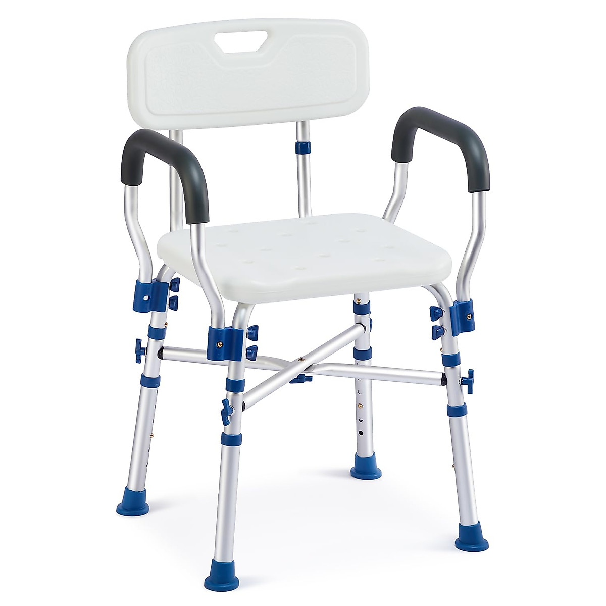 Zler Shower Chair with Arms and Back 500lbs, Heavy Duty Shower Seat for Inside Shower, Medical Adjustable Bath Seat for Bathtub, Anti-Slip Shower Stool for Elderly Handicap & Bariatric