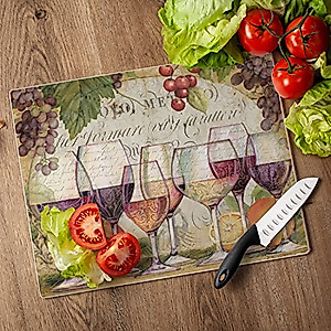 CounterArt Wine Country Decorative 3mm Heat Tolerant Tempered Glass Cutting Board 15" x 12" Made in the USA Dishwasher Safe
