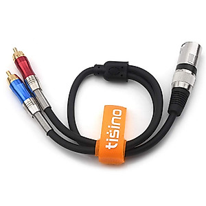 DISINO Dual RCA to XLR Male Y Splitter Patch Cable, Unbalanced 2 RCA/Phono Plug to 1 XLR Splitter Duplicator Lead Y-Cable Adapter -1.6feet/50cm