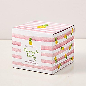 Twos Company Pineapple Party Set of 4 Shot Glasses in Gift Box - Glass