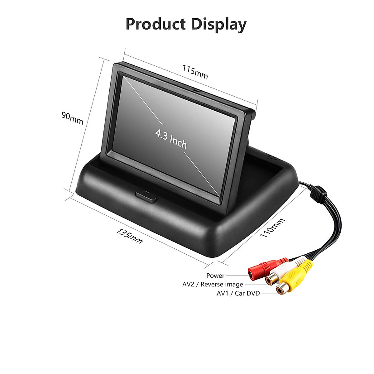 Yasoca 4.3 Inch Small Mini Digital Flip Down Foldable Monitor Screen for Car Truck Vehicle Rear View Reverse Parking Kits Home CCTV