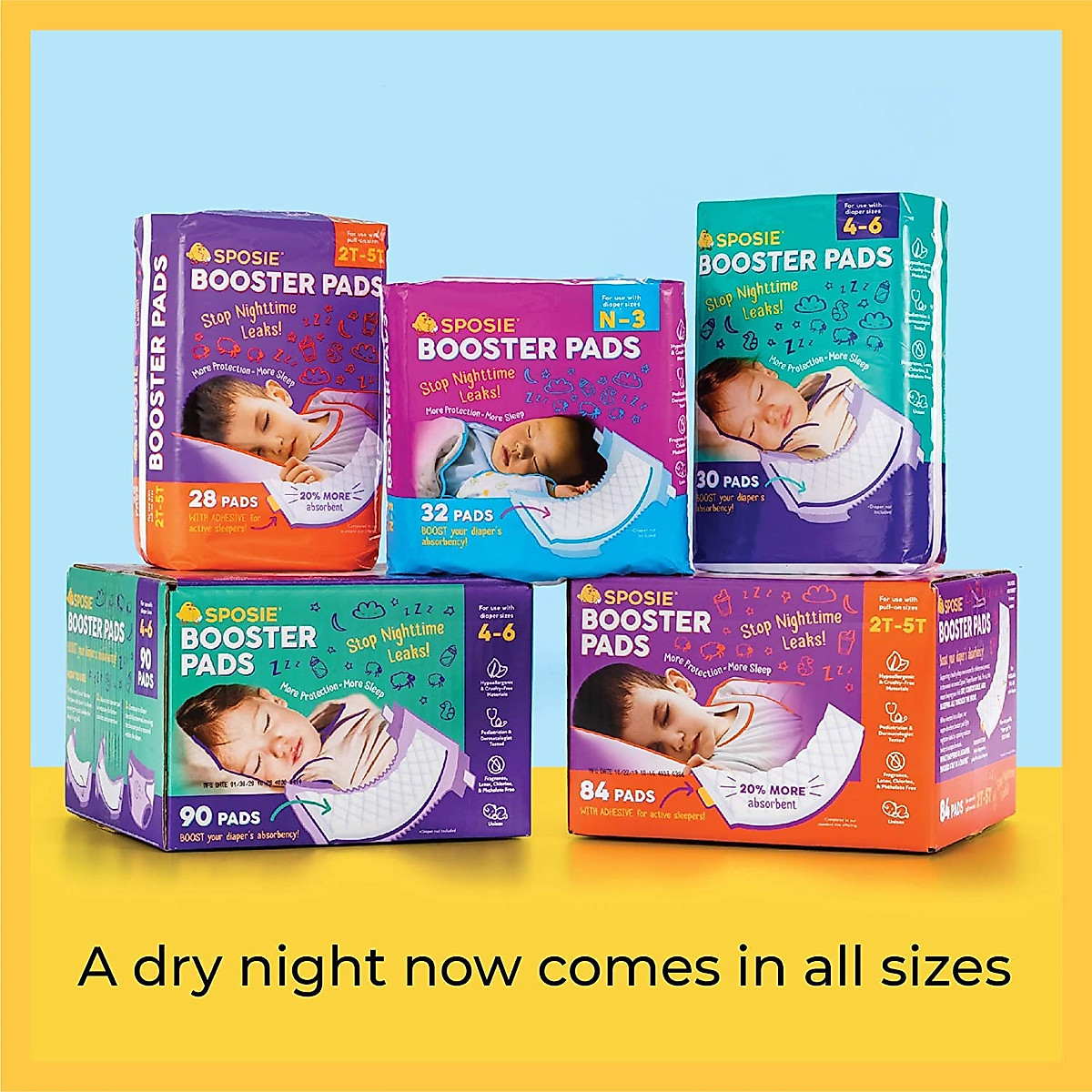 Sposie Diaper Booster Pads - Diaper Pads Inserts Overnight, Cloth Diaper Inserts and Overnight Diapers Size 4-6 and N-3, Diaper Liners Baby Products