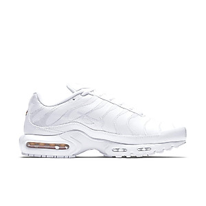Nike Men's Air Max Plus Leather Running Shoes, White/White/White, 10 M US