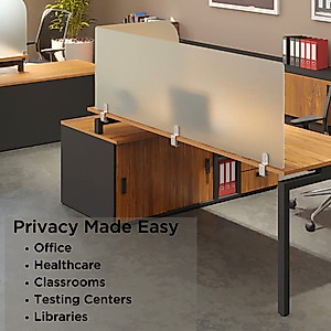 VaRoom - Desk Divider and Desk Dividers for Students. Desk Privacy Panel and Privacy Shields for Student Desks. Privacy Divider. Frosted Acrylic Clamp-on Desk Partition - 23” W x 18”H Divider