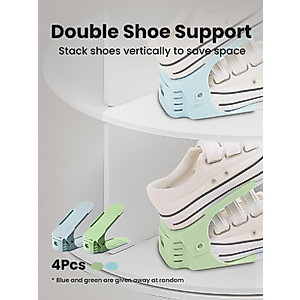 Toemics 7 Tier Rotating Shoe Rack Tower 28 Shelves, 360° Spinning Display Lazy Susan Organizer, Carousel for Shoes & Handbags, Easy Assembly, Includes 4 PCS Double-Layer Shoe Racks, White