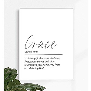 GRACE Definition Wall Art - 11x14 UNFRAMED Print - Black and White Minimalist, Dictionary-Style Quote Typography Decor. A Great Inspirational, Spiritual Gift