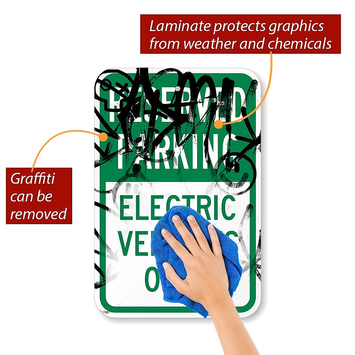 SmartSign 18 x 12 inch “Reserved Parking - Electric Vehicles Only” Metal Sign, 63 mil Aluminum, Green and White
