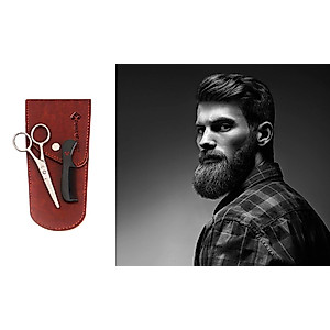 Beard Scissors Small and Comb with Case - Kit for Men Gift Set - for Trimming, Grooming, Cutting Mustache, Beards- by TorbinsFamily