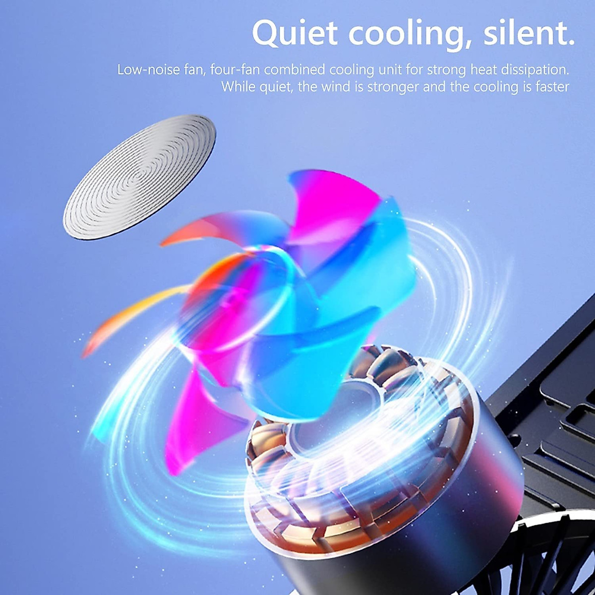 VIELANTRU Laptop Cooling Pad, Laptop Cooler with 4 Quiet Fans with RGB LEDs for Under 17 Inch Notebook Laptop Fan Cooling Pad with Adjustable Height and Type-C Port (Black)