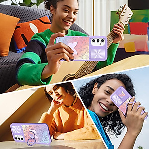 Plakill for Samsung Galaxy A14 5G Case, Cute Stylish Designer Galaxy A14 5G Phone Cases with Slide Camera Cover + Ring Holder,Butterflies Slim Protective Shockproof Hard Clear Cases for A14 5G