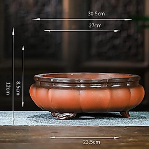 Plant Pot 12.71 Inch Purple Sand Flower Pot Retro Three-Legged Round Flowerpot Classical Potted Table Decoration Purple Sand Flower Pot Succulent Bonsai Flowerpot