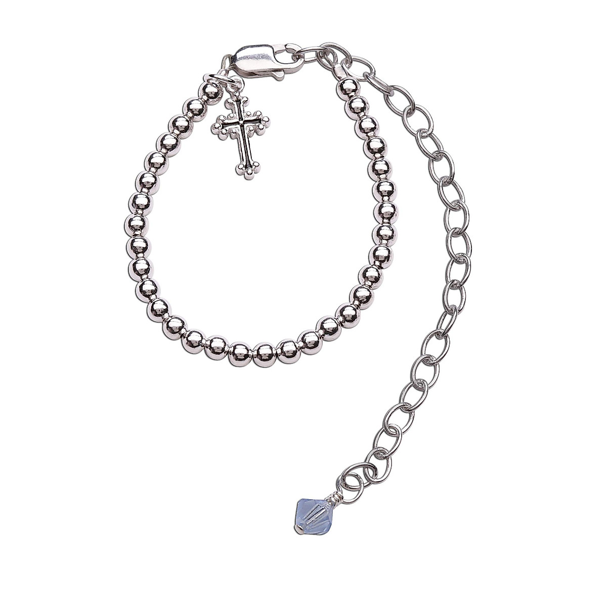 Cherished Moments Baptism to Bride Cross Bracelet for Boys in Sterling Silver