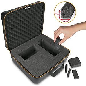 USA Gear Microphone Case - Wireless Mic Case Compatible with TONOR Wireless Microphone, Pyle Mic and More Wireless Mic - Microphone Foam Case with 12" Customizable Foam Interior & Egg-Crate Foam Top