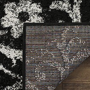 SAFAVIEH Adirondack Collection Area Rug - 5'1" x 7'6", Black & Silver, Floral Glam Damask Distressed Design, Non-Shedding & Easy Care, Ideal for High Traffic Areas in Living Room, Bedroom (ADR114A)