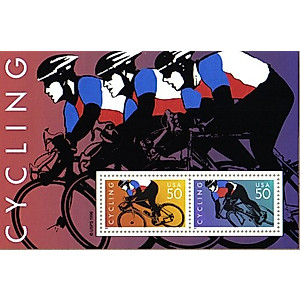 1996 CYCLING #3119 Souvenir Sheet of 2 x 50 cents US Postage Stamps