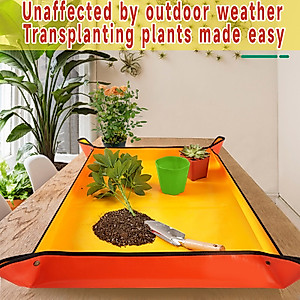 Large Repotting Mat for House Plants Transplanting Portable Potting Tray Waterproof Garden Mat Gardening Gifts for Plant Lovers (Orange 39"X31")