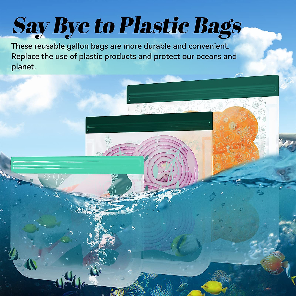 9-Pack Reusable Sandwich Bags, Reusable Snack Bags Silicone, Leakproof Reusable Freezer Bags for Kids Travel/Home Organization, Reusable Food Storage Bags BPA Free