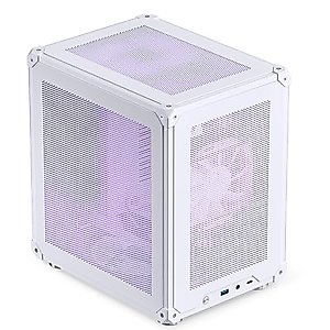 JONSBO C6 White Mini MATX Mesh Case,Simple Compact Desktop Micro ATX Chassis,Upper Cover/Side Panel Tool-Free Open pc case, ATX Power Bite (L185mm Max.),Support 75mm CPU Cooler,GPU200-255mm