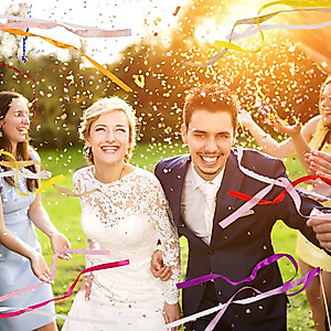 40 Pieces Ribbon Wedding Streamers with Bells, Lace Fairy Stick Wand Party Streamers Chromatic Silk Streamers for Party, Birthday and Holiday