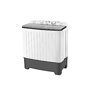BANGSON Portable Washing Machine, 17.6 lbs Washer(11Lbs) and Spinner(6.6Lbs), Mini Compact Twin Tub Washing Machine, Washer and Dryer Combo, Timer Control with Soaking Function(20mins), For Dorms, Apartments, RVs, (Black&White)