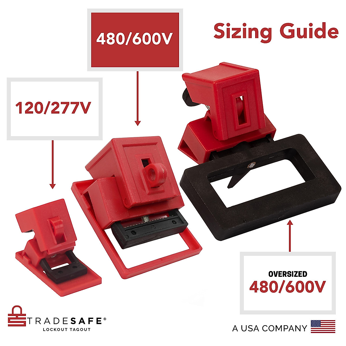 TRADESAFE Circuit Breaker Lockout Device, 3 Pack, 480/600 Volt, Clamp-on Breaker Lock Out Device, OSHA Compliant, Premium Grade, Large