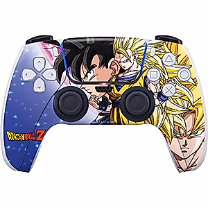 Skinit Decal Gaming Skin Compatible with PS5 Controller - Officially Licensed Dragon Ball Z Goku Phase 1,2 & 3 Design