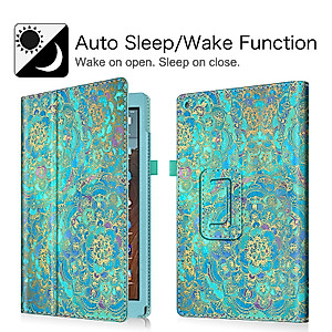 Fintie Folio Case for Amazon Fire HD 10 Tablet (Compatible with 7th and 9th Generations, 2017 and 2019 Releases) - Premium PU Leather Slim Fit Stand Cover with Auto Wake/Sleep, Shades of Blue