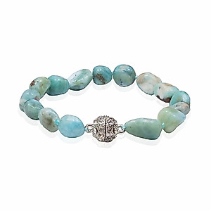 Natural Stone Larimar Bracelet Crystal Magnet Clasp 7.5" …