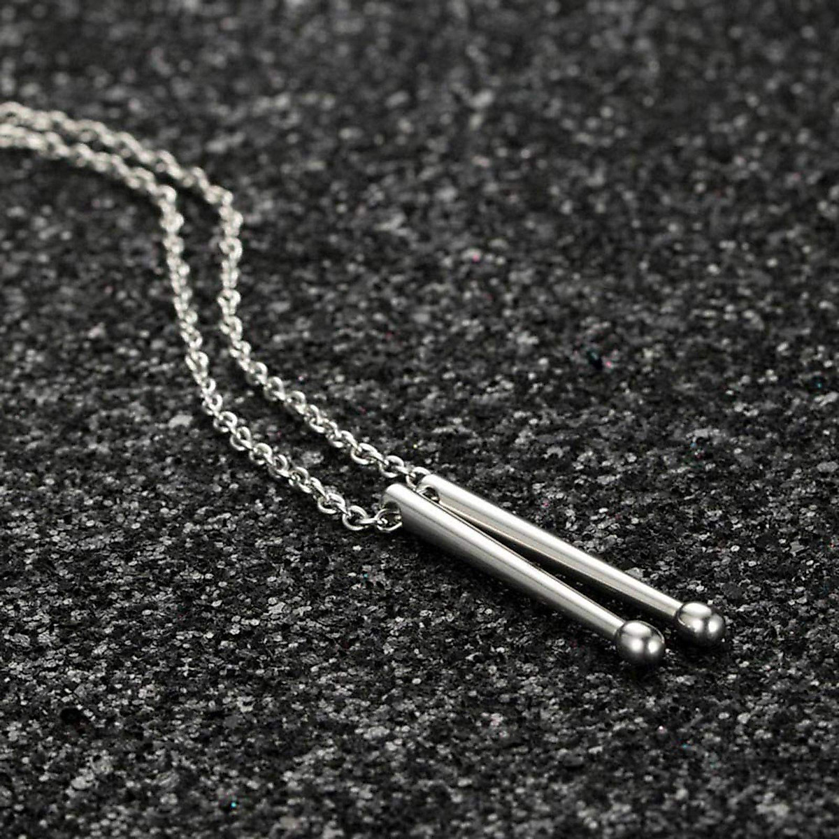 AZFVBQL Rock Drumstick Pendant Necklace for Men Drummer Gifts Stainless steel Cross Drum Stick Necklaces