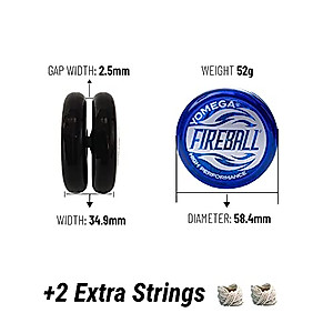 Yomega Fireball -HIGH Performance YOYOS Responsive Transaxle Yoyo, Great for Players to Perform Like Pros + Extra 2 yo yo Strings & 3 Month Warranty (Teal)