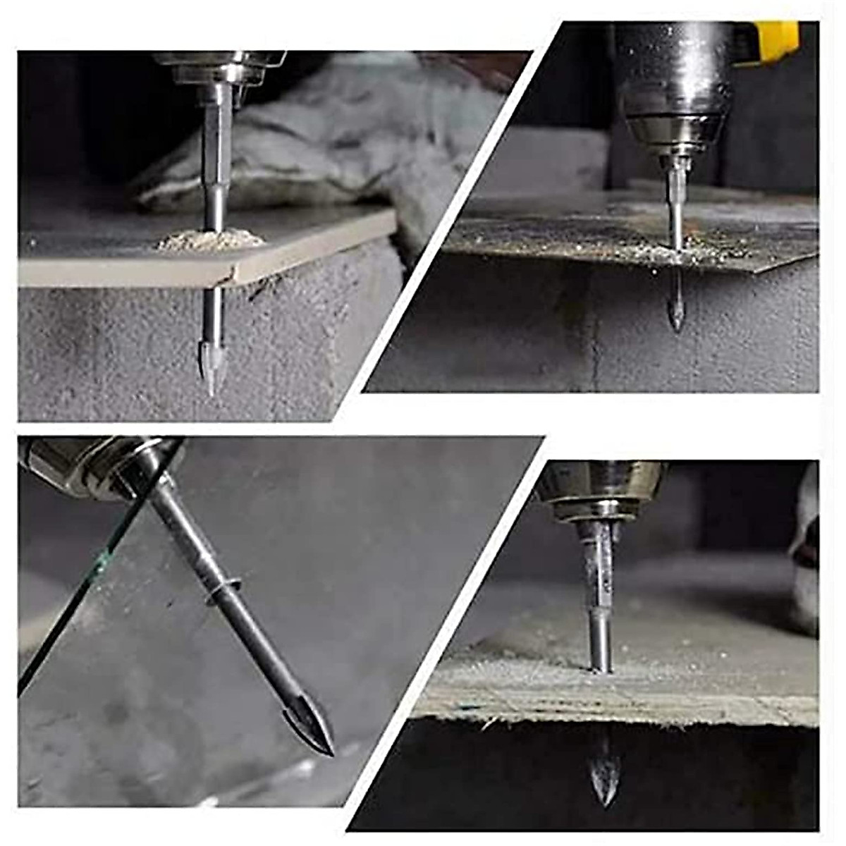 PETSBURG Efficient Universal Drilling Tool, 5PCS Carbide Drill Bit Set, Triangle Tile and Concrete Drill Bit,Multifunctional Cross Alloy Drill Bit for Tile,Concrete,Brick,Glass,Plastic,Wood (1Set)