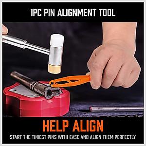 HORUSDY 22-Piece Punch Set and Hammer with Brass, Hollow, Steel, Plastic Punches, Brass Punch for Maintenance.