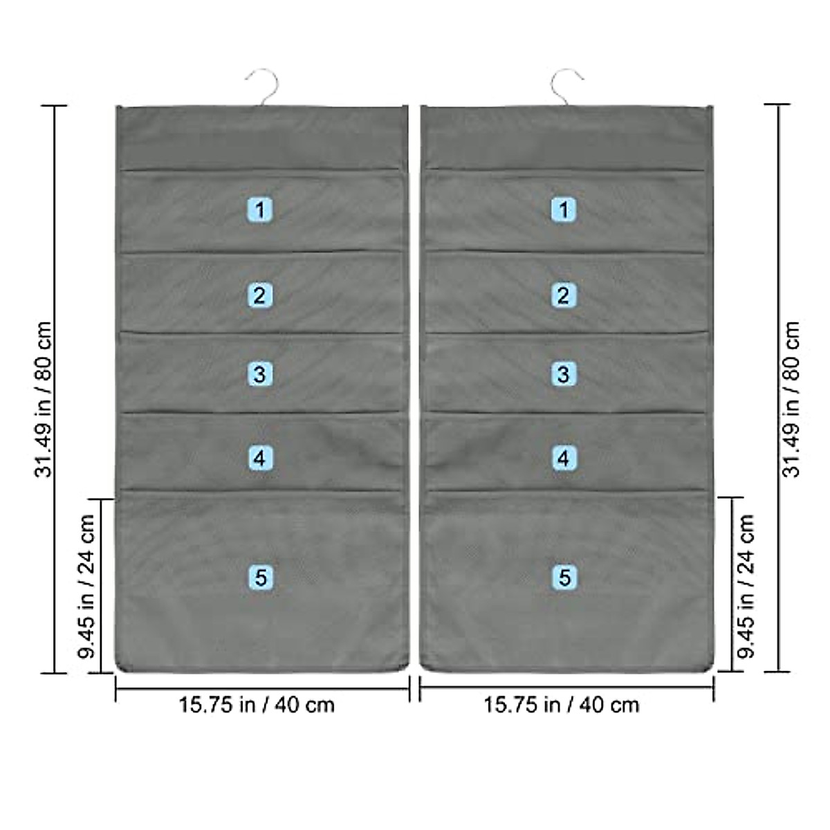 Lirex Hanging Organizers 2 Pack Bundle, 8-Pocket Handbag Hanging Organizer and 10-Pocket Underwear Hanging Organizer Bra Storage, Oxford Cloth Organizer for Family Closet Bedroom, Universal Fit