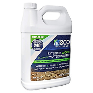 Eco Advance Exterior Wood Siloxane Odorless Spray-On Application Waterproofer, Waterproof Wood Sealer, Safe for Plants, Pets, and People, 1 Gallon