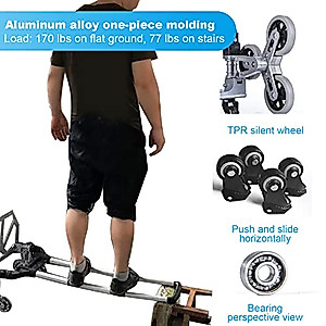 Stair Climber Cart Hand Truck with Wheels, Shopping Folding Grocery Cart, Aluminum Alloy Folding Hand Truck Trolley for Luggage Package Delivery