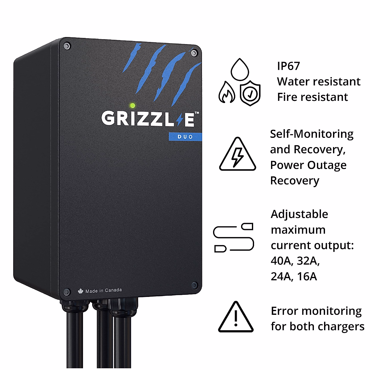 Grizzl-E Duo Level 2 Plug in EV Charger, up to 40 Amp, Two 24 feet Premium Cables (14-50 Plug)
