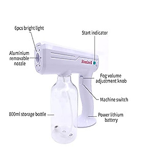 Portable Nano Blue Light Alcohol Atomizer Spray Gun Atomizer Spray Bottle Gun Atomizer Sprayer Nano Sprayer Gun Mist Gun for Cars,Home,Garden 27 OZ