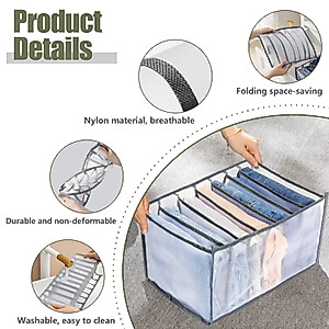 TOOVREN T-Shirt Organizer, Drawer Dividers for Clothes, Mesh Clothes Storage for Leggings, T-Shirts, Kids Jeans, Underwear (3Pack)