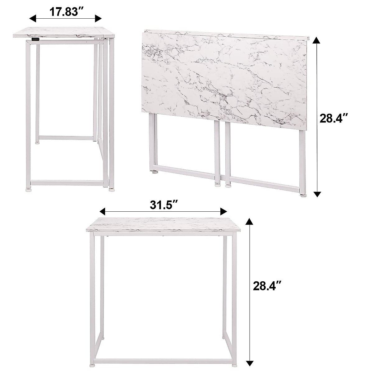 Leopard Outdoor Products Folding Computer Desk for Small Spaces, Space-Saving Home Office Desk, Foldable Computer Table, Laptop Table, Writing Desk, Compact Study Reading Table (Marble White)