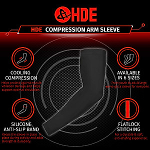 HDE Arm Sleeves for Men Women, Compression Sleeve Arm UV Protection Basketball Baseball Football White - M