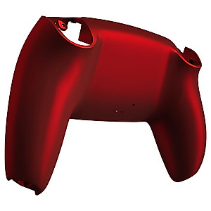 eXtremeRate Scarlet Red Soft Touch Grip Custom Back Plate Bottom Shell Compatible with ps5 Controller, Replacement Back Shell Cover Compatible with ps5 Controller